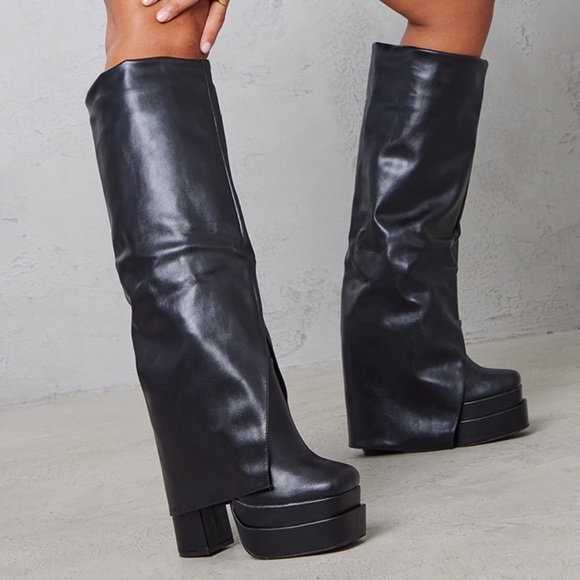 PrettyLittleThing | Shoes | Plt Square Toe Platform Boots | Poshmark